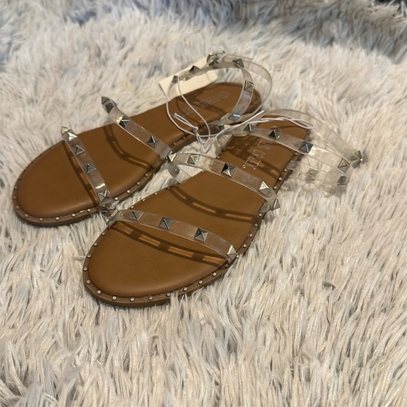Falls Creek | Shoes | Falls Creek Womens Clear Strap Studded Sandals ...